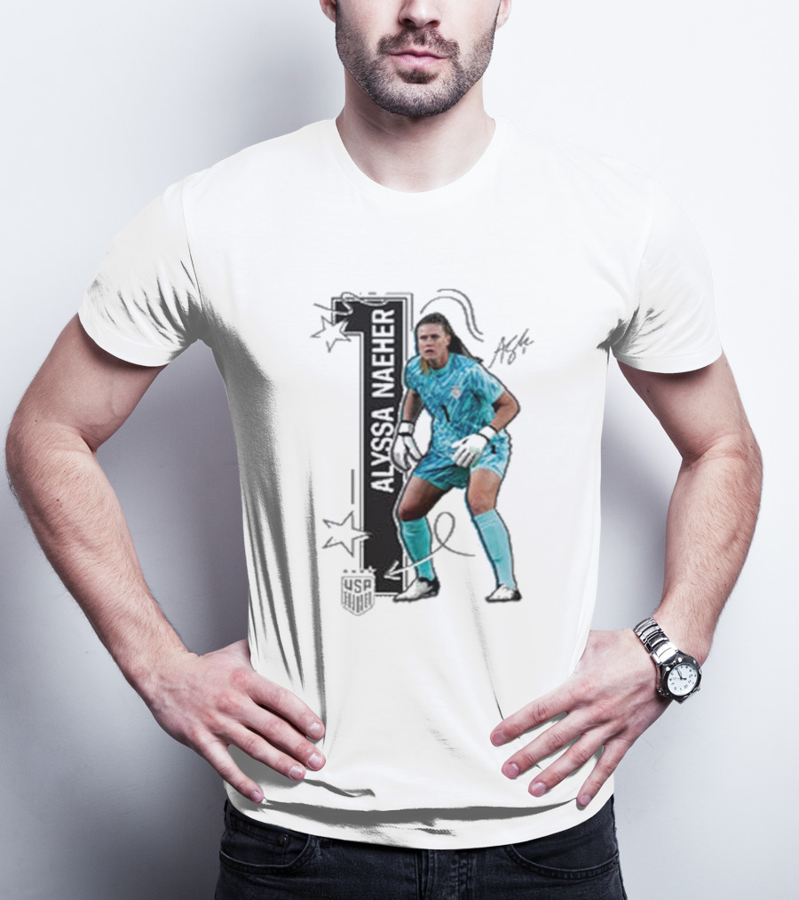 USWNT Alyssa Naeher Number One Star Keeper Signature T-Shirt