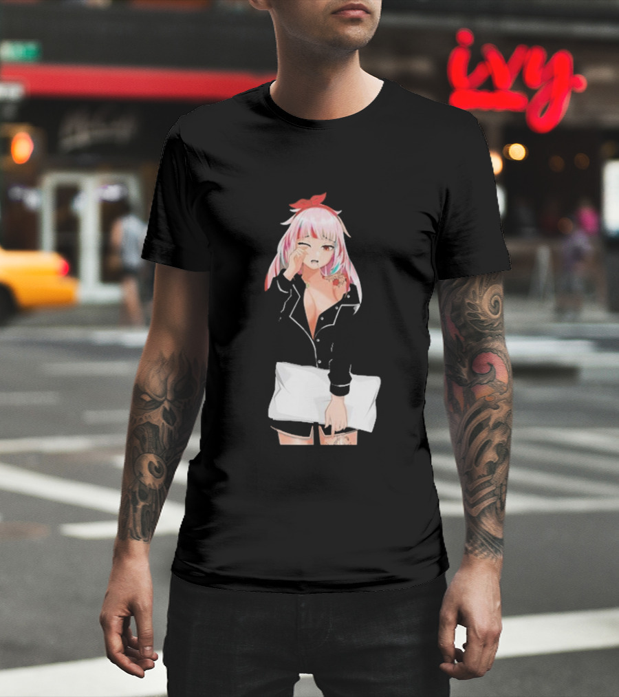 Fefe August Anime Character With Red Bow And Black T-Shirt