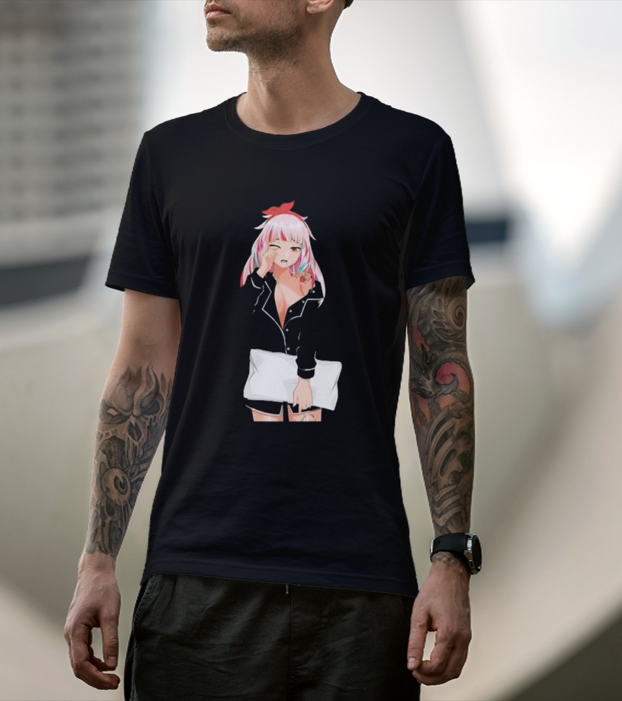 Fefe August Anime Character With Red Bow And Black T-Shirt
