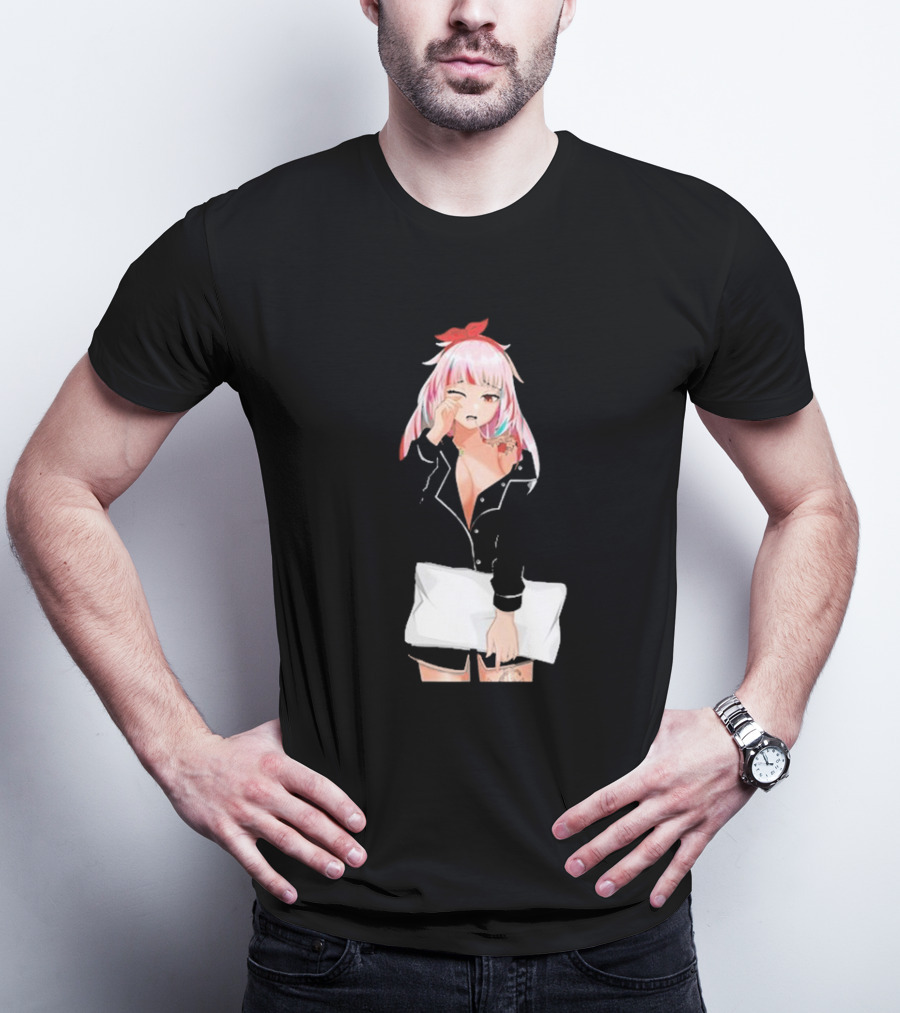 Fefe August Anime Character With Red Bow And Black T-Shirt