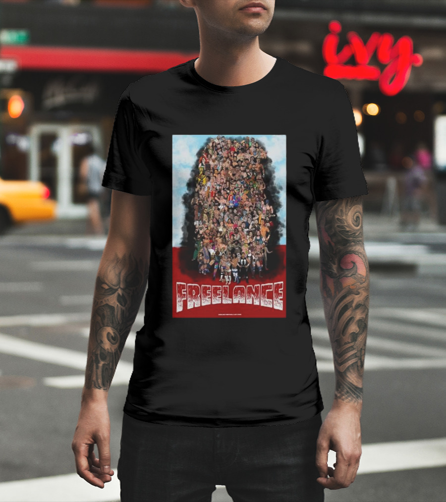 Freelance Wrestling Collage Of Alex Storm Characters T-Shirt