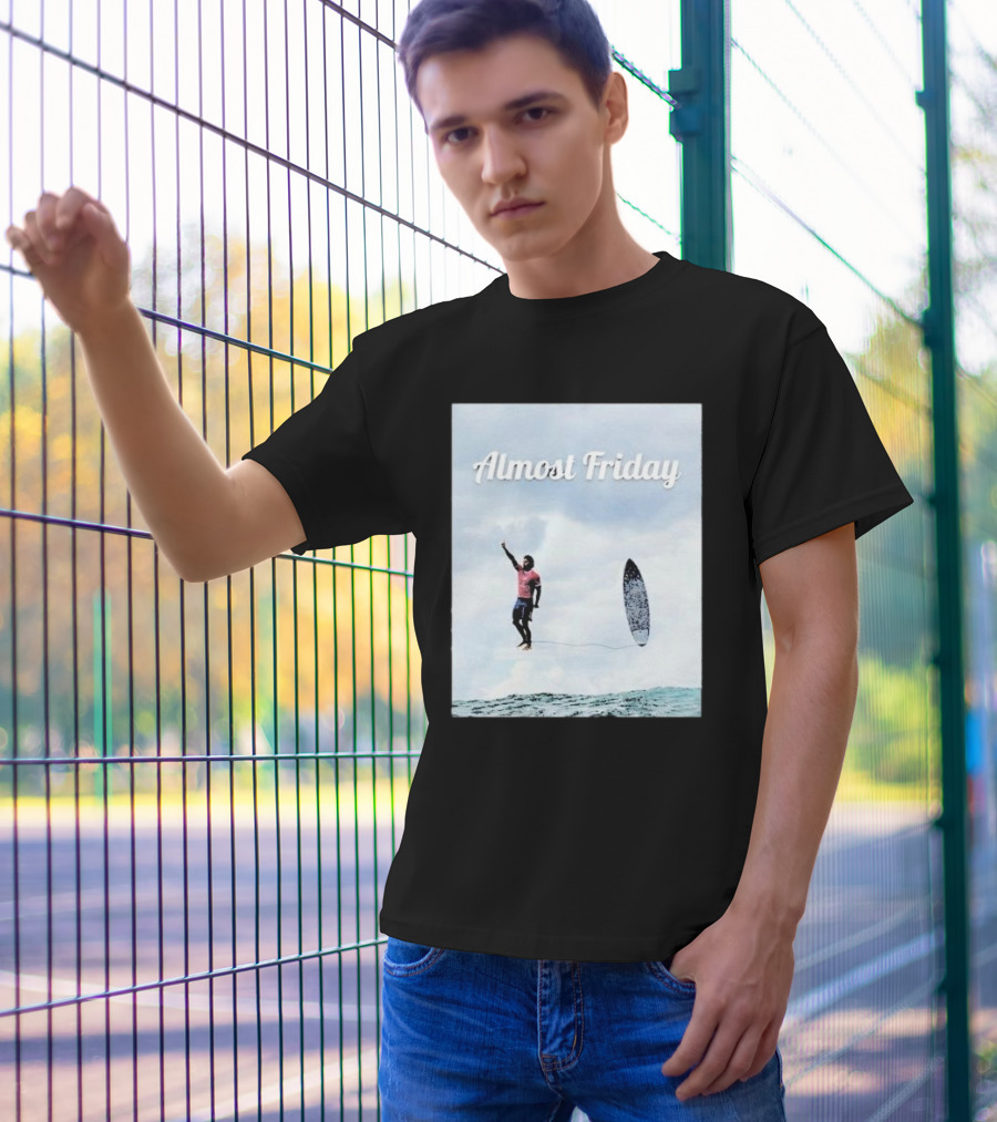 Almost Friday Surfer In The Sky With Ocean Waves T-Shirt