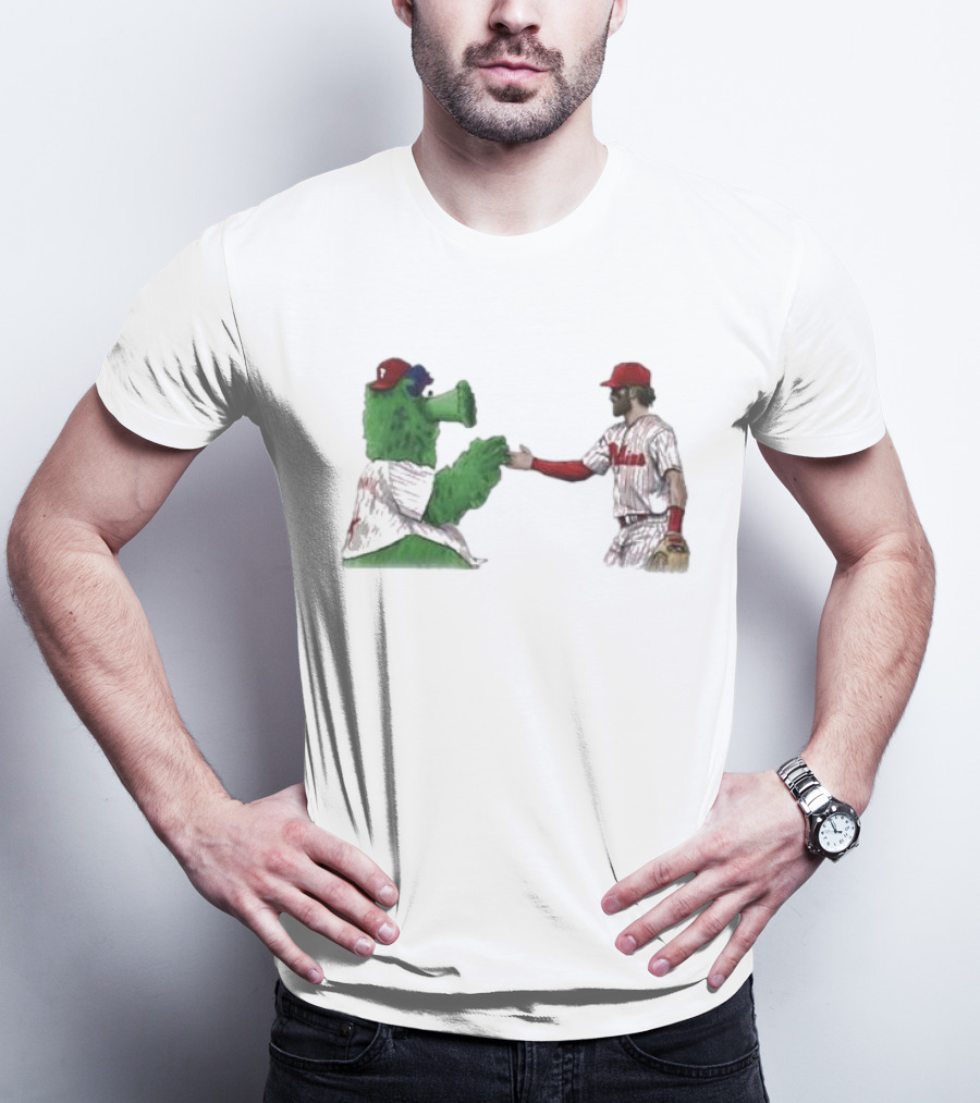 Best Friends The Phillies Phanatic And His Pookie Handshake Moment T-Shirt