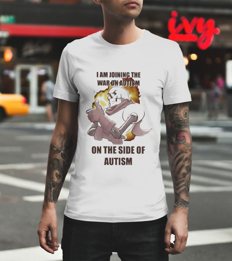 Joining The War On Autism On The Side Of Autism Thumbs Up Flame Background T-Shirt