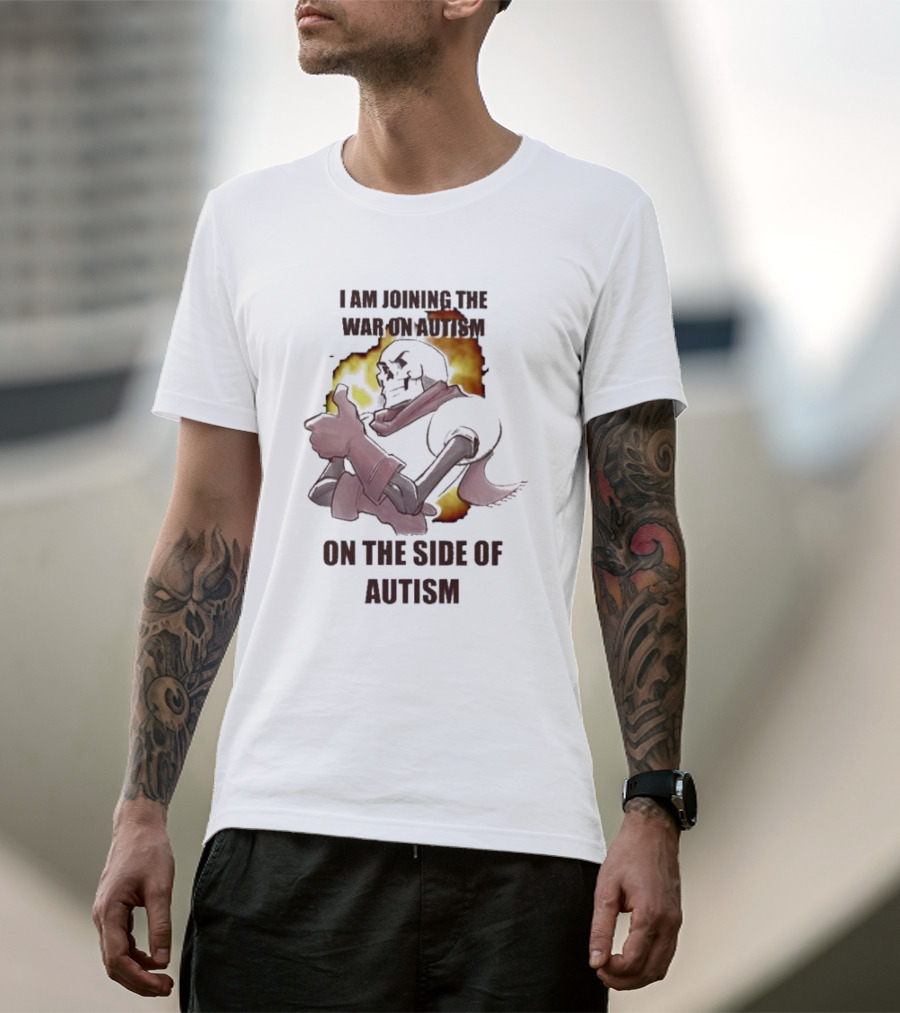 Joining The War On Autism On The Side Of Autism Thumbs Up Flame Background T-Shirt