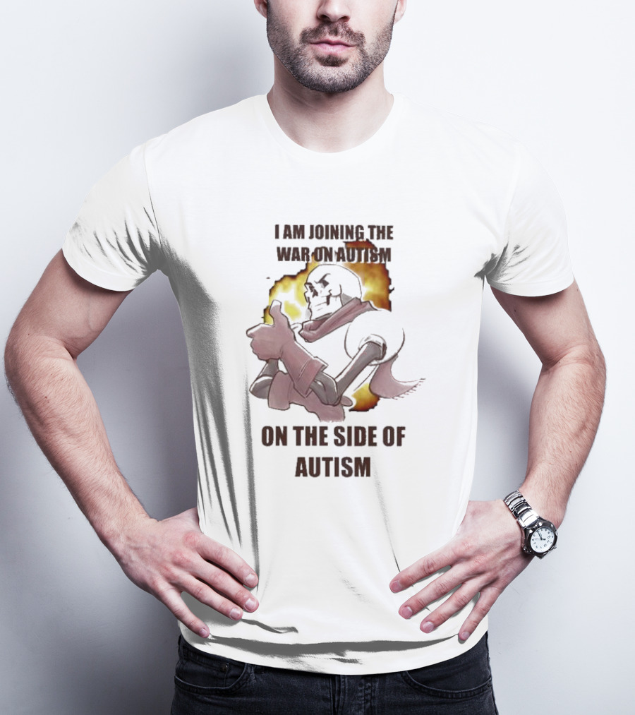 Joining The War On Autism On The Side Of Autism Thumbs Up Flame Background T-Shirt