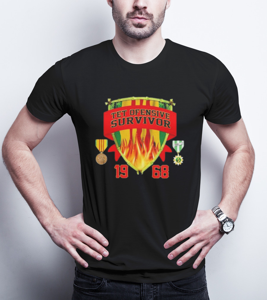 Tet Offensive Survivor 1968 Fire Shield Medals T-Shirt