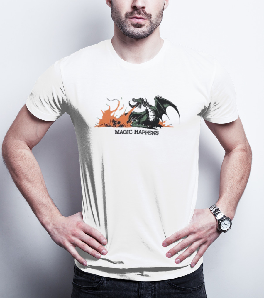 Magic Happens Dragon With Flames Art Of Baker T-Shirt