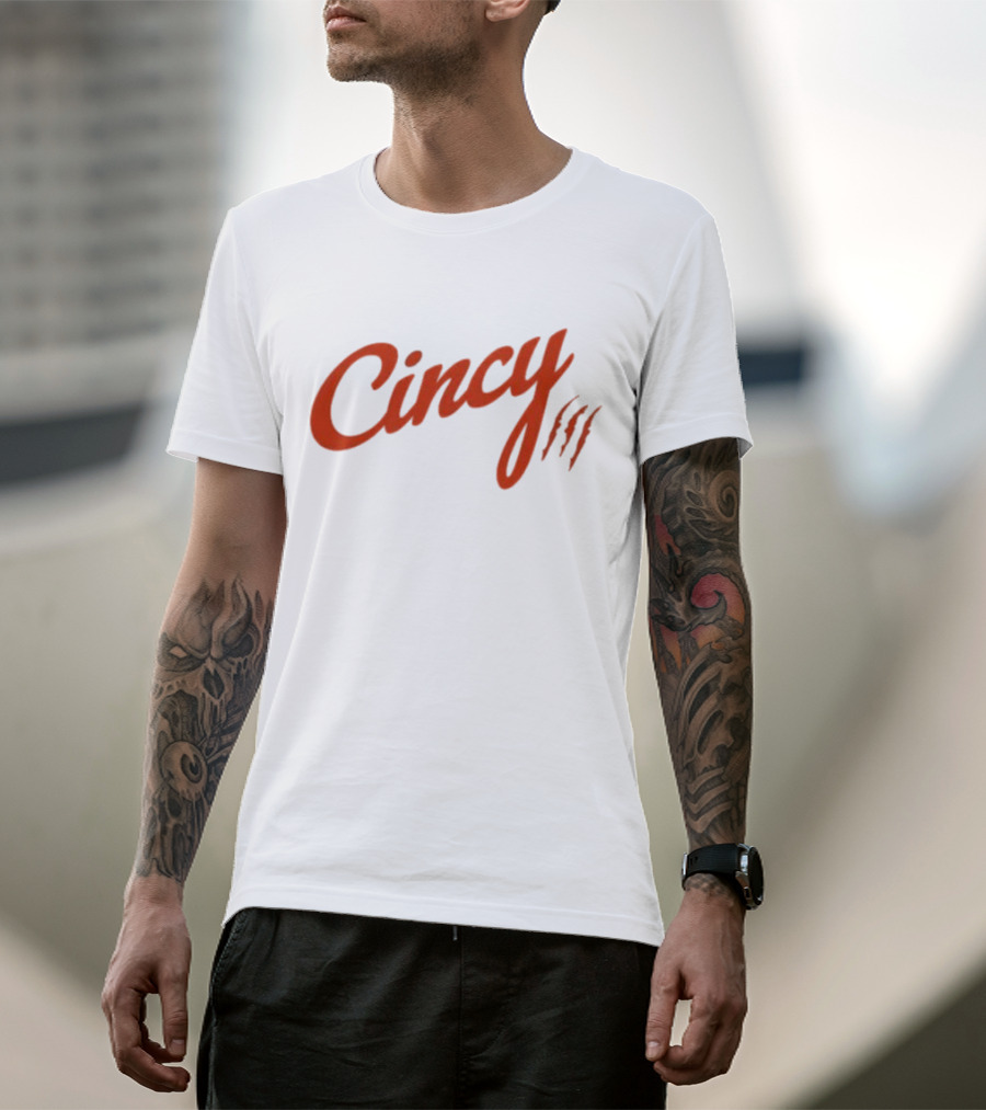 Cincy Script With Orange Claw Marks T-Shirt