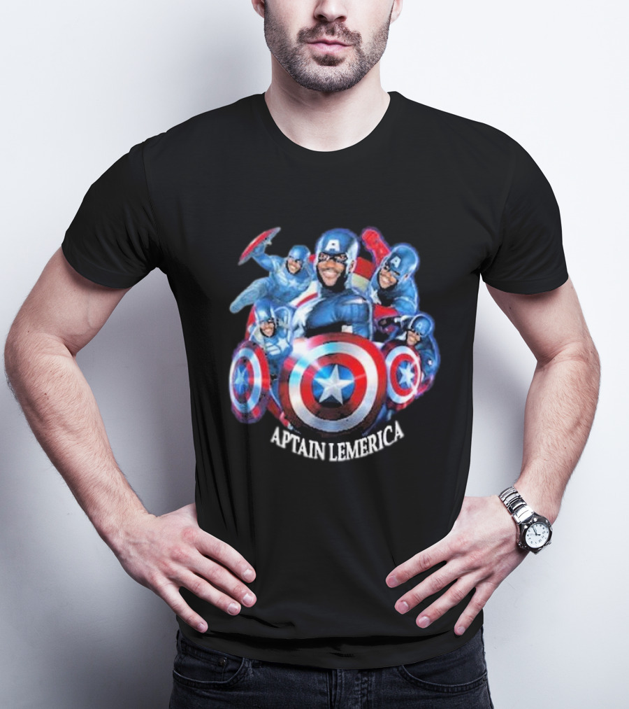 Captain Lemerica Superhero Parody Shield Characters T-Shirt