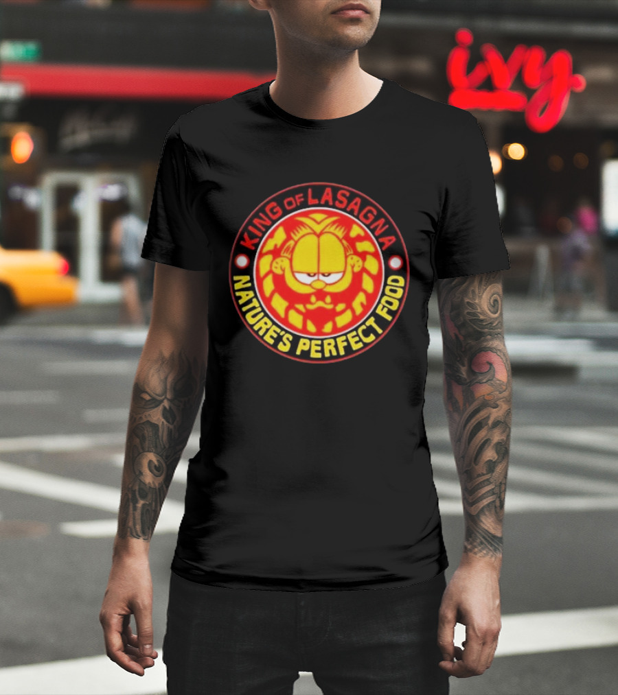 King Of Lasagna Nature's Perfect Food Garfield Emblem T-Shirt