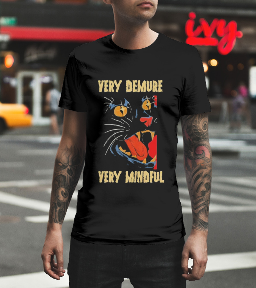 Very Demure Very Mindful Black Cat T-Shirt