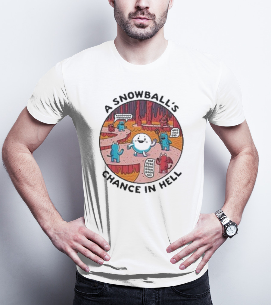 A Snowball’s Chance In Hell Blue And Red Demon Cartoon Scene T-Shirt