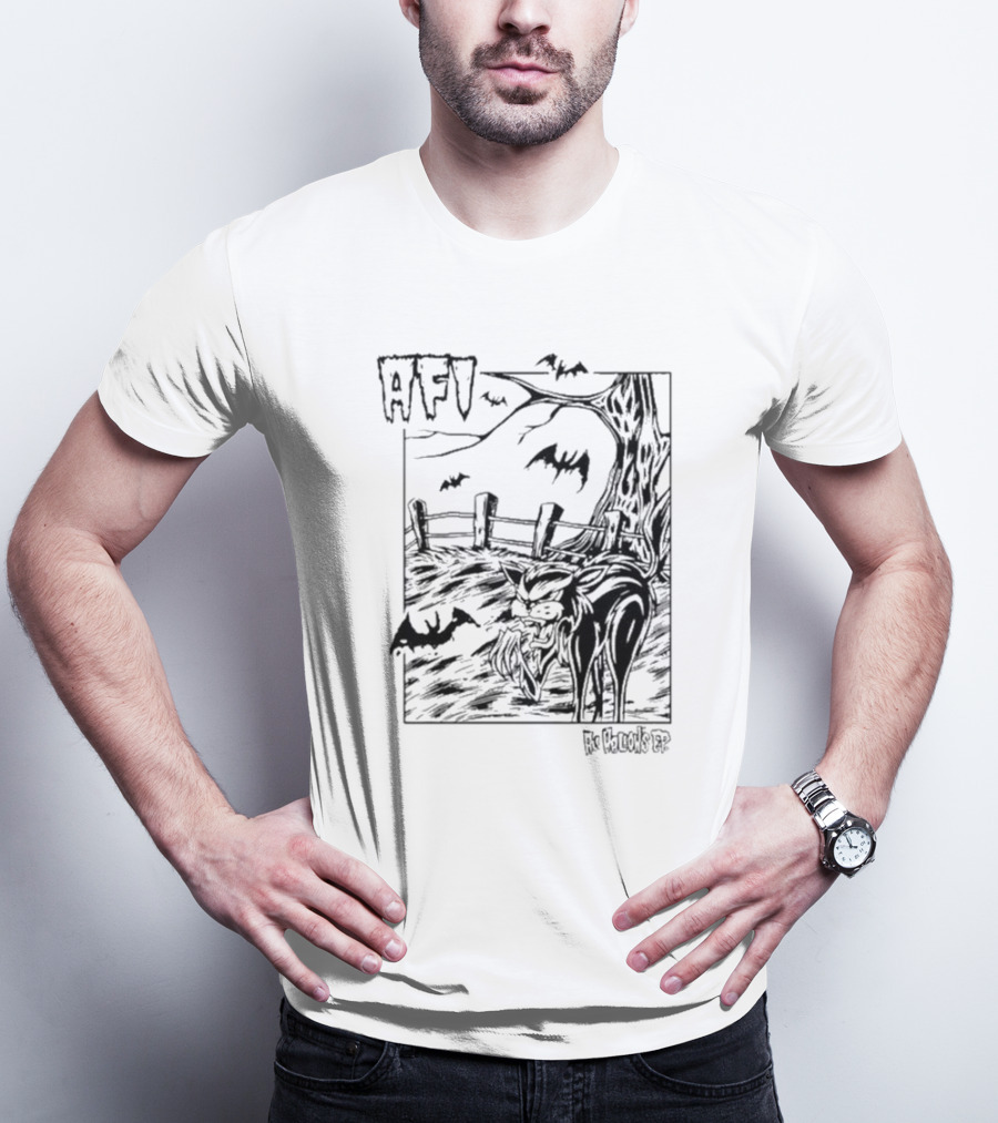AFI All Hallows Black Cat And Bats In Spooky Landscape T-Shirt