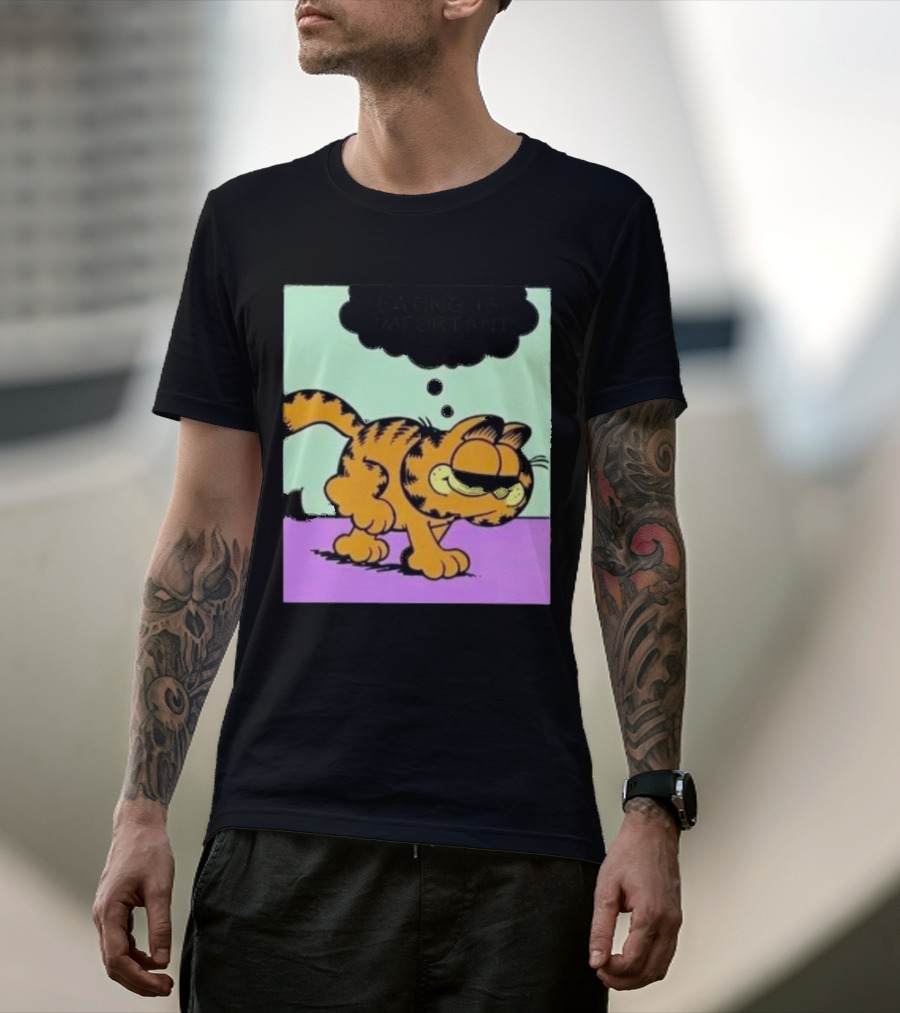 Garfield Eating Is Important Cartoon Character Comic Strip Image T-Shirt