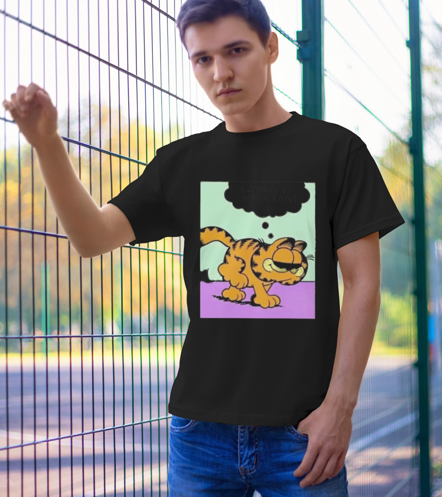 Garfield Eating Is Important Cartoon Character Comic Strip Image T-Shirt