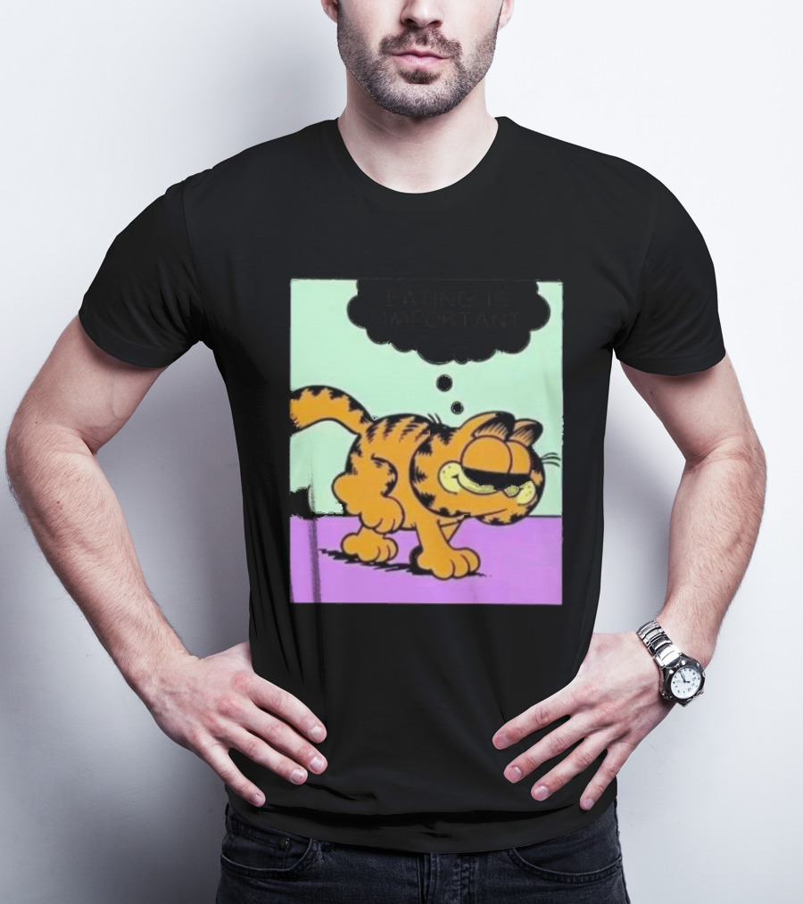 Garfield Eating Is Important Cartoon Character Comic Strip Image T-Shirt