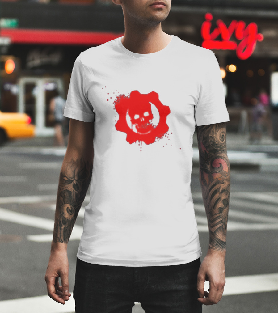 Gears Of War Crimson Omen Icon In Red With Skull T-Shirt
