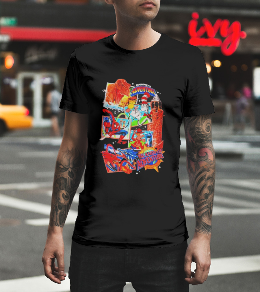 Experience The Adventure Islands Of Adventure 25 Years With Spider-Man, Jurassic Park, Cat In The Hat T-Shirt