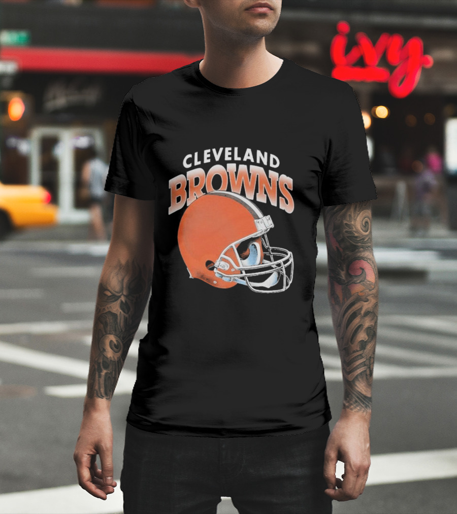 Cleveland Browns Helmet Logo Gradient T-Shirt