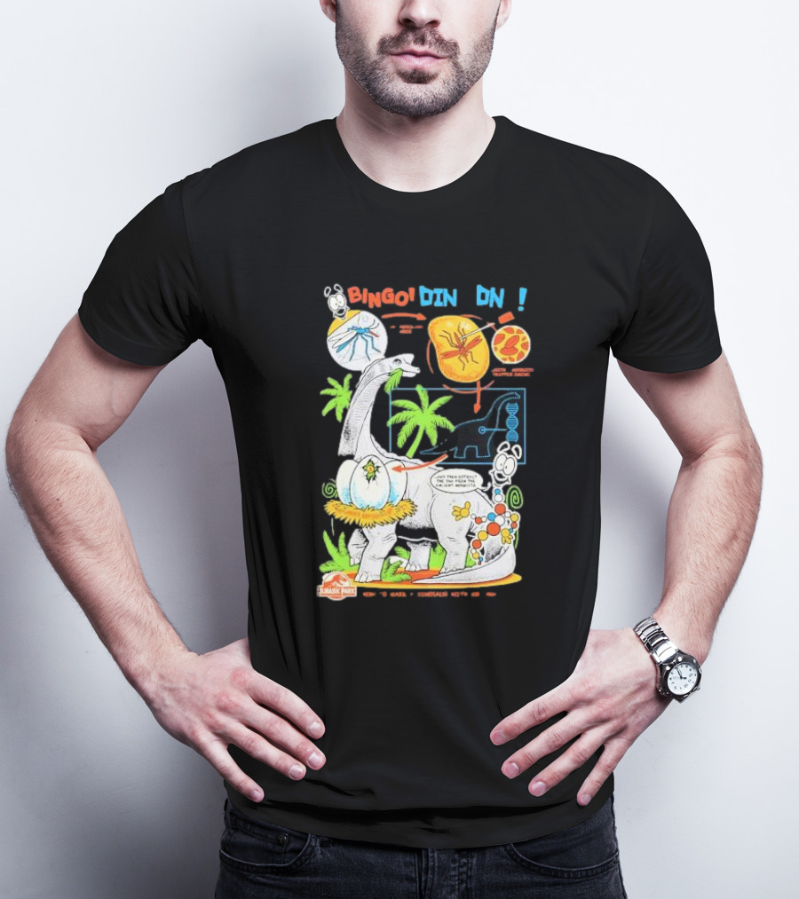 Jurassic Park How To Make A Dinosaur With Mr. DNA Bingo Dino DNA T-Shirt