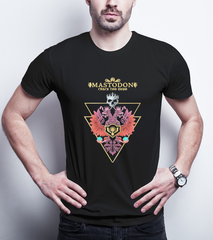 Mastodon Crack The Skye Geometric Skull Double Eagle Triangle T-Shirt