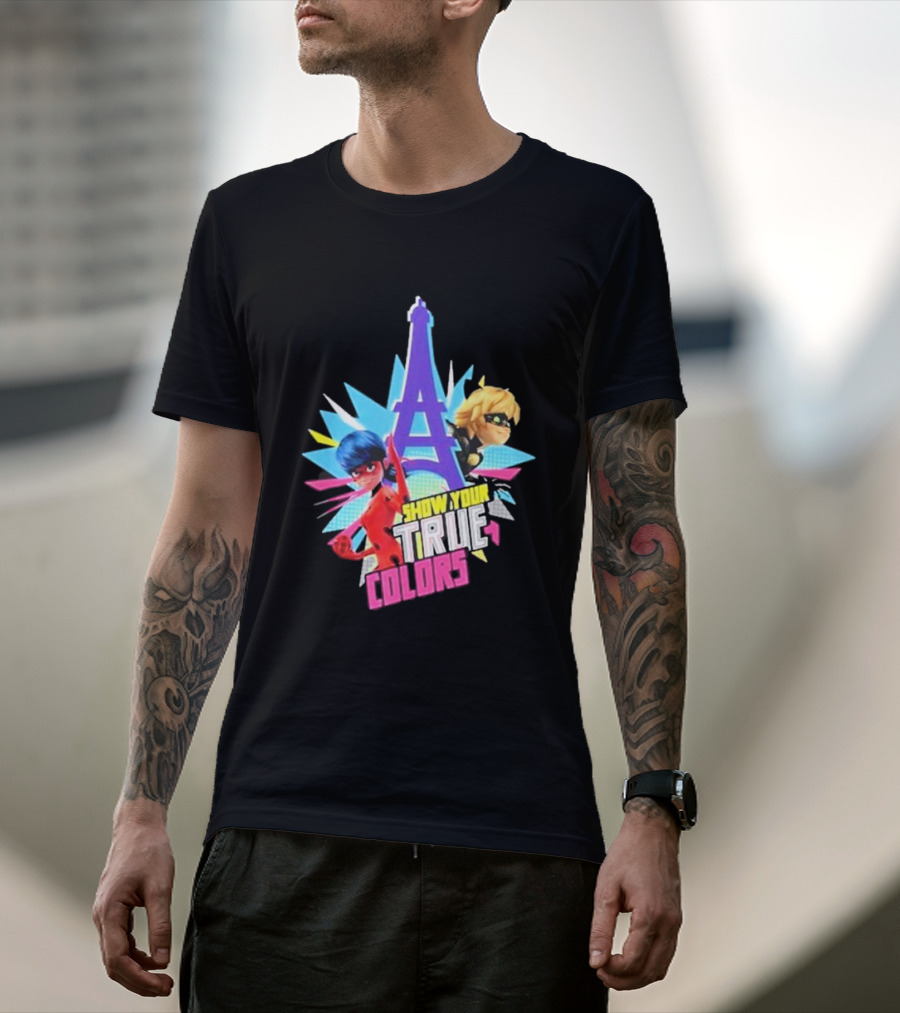 Miraculous Ladybug And Cat Noir Show Your True Colors Paris Eiffel Tower T-Shirt