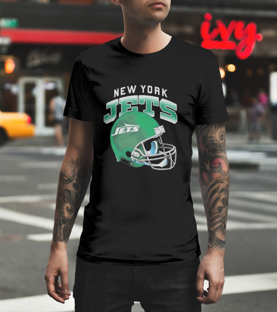 New York Jets Green Gradient Helmet T-Shirt