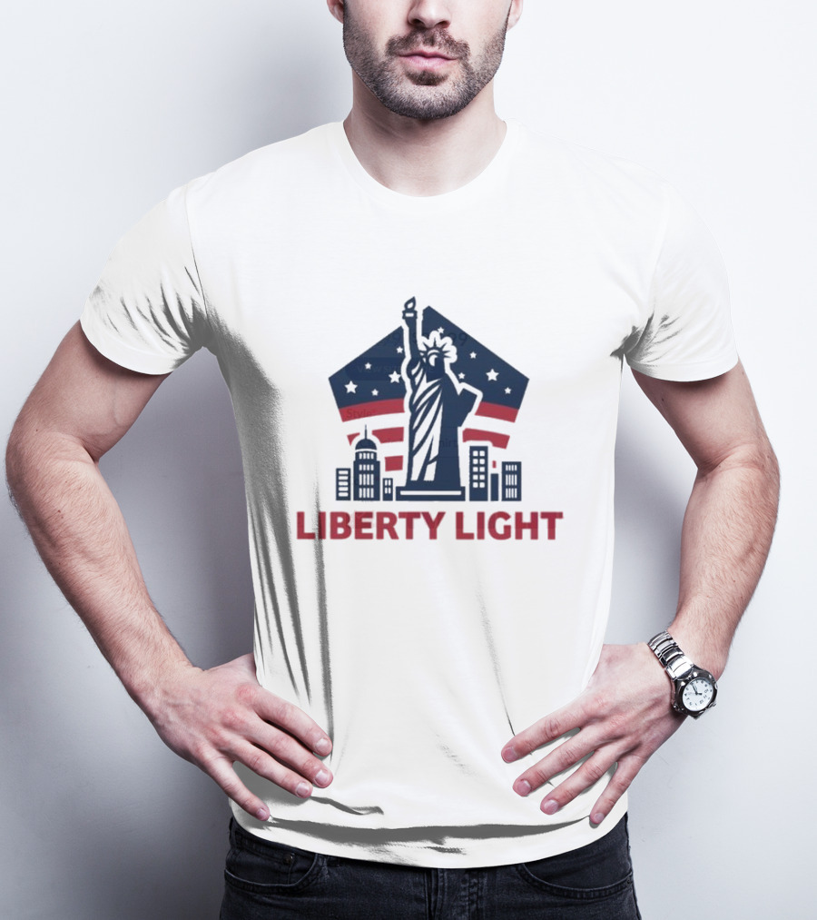 Liberty Light Statue Stars Stripes America T-Shirt