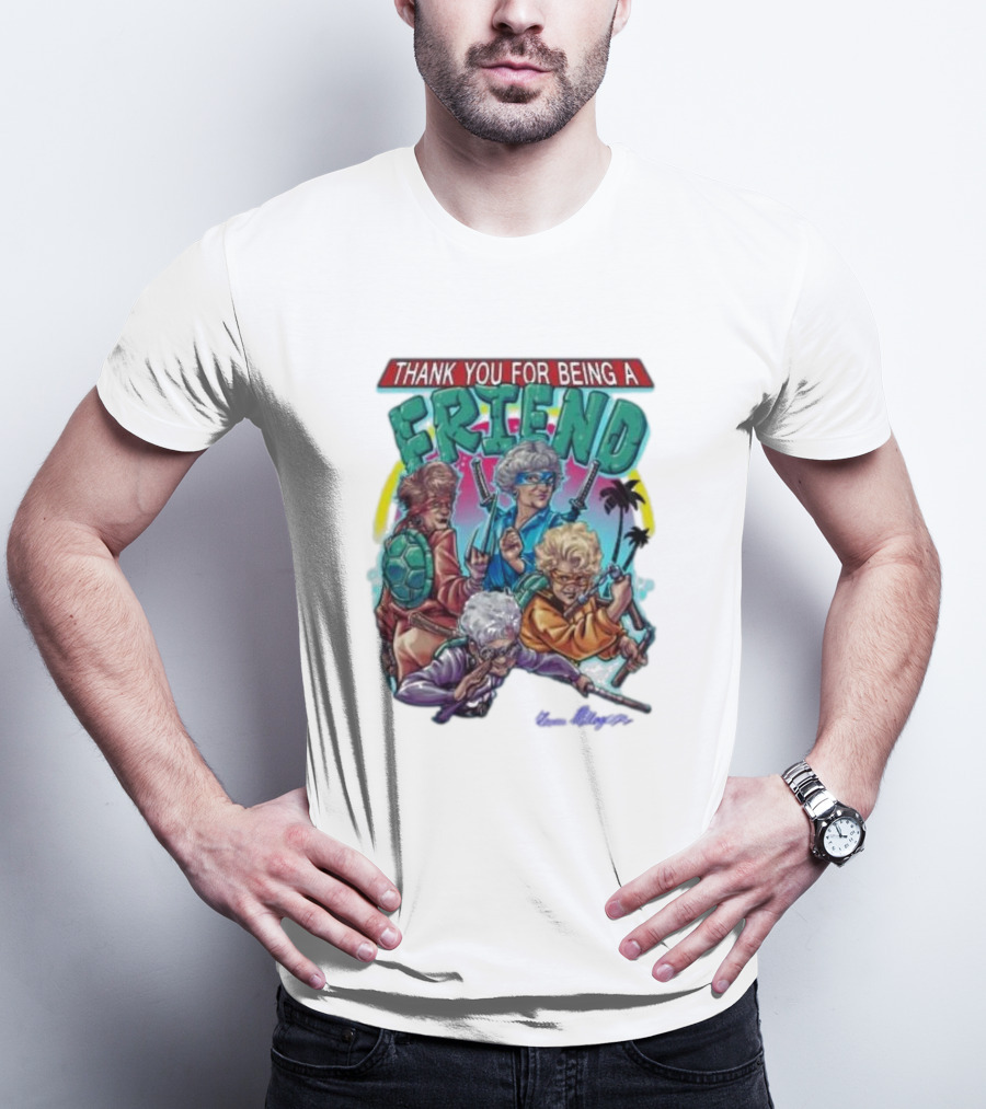 Thank You For Being A Friend Ninja Parody Music Vintage Style Characters T-Shirt