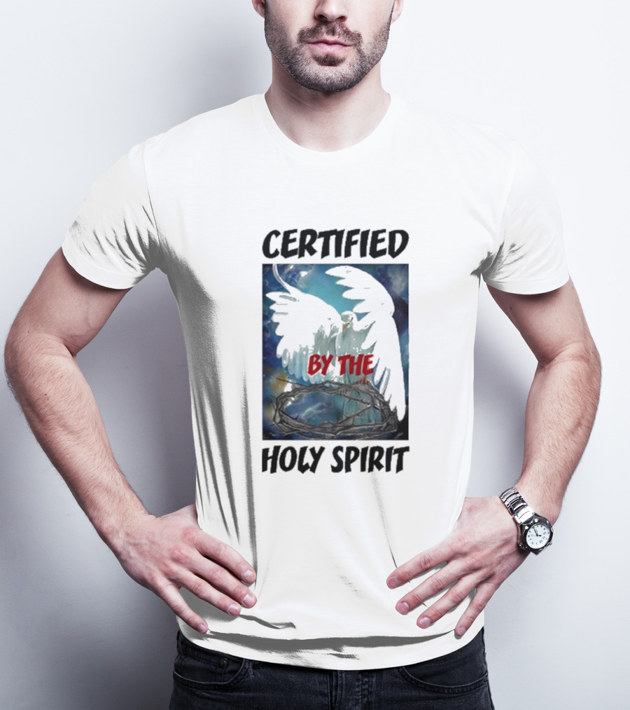 Certified By The Holy Spirit Angel Wings Cross Clouds T-Shirt