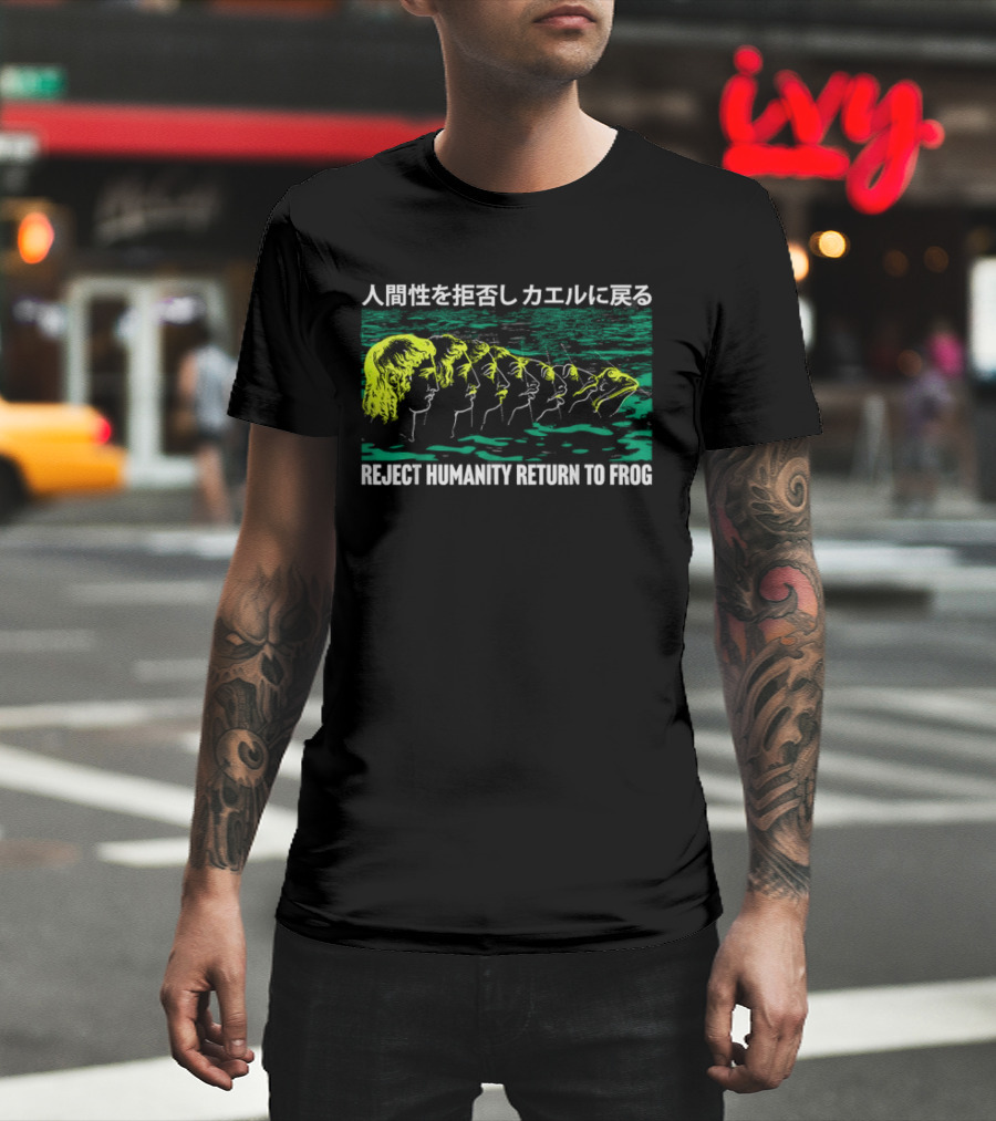 Reject Humanity Return To Frog Japanese Evolution Sequence T-Shirt