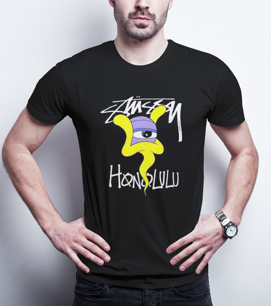 Stussy Honolulu Yellow Ghost Eye T-Shirt
