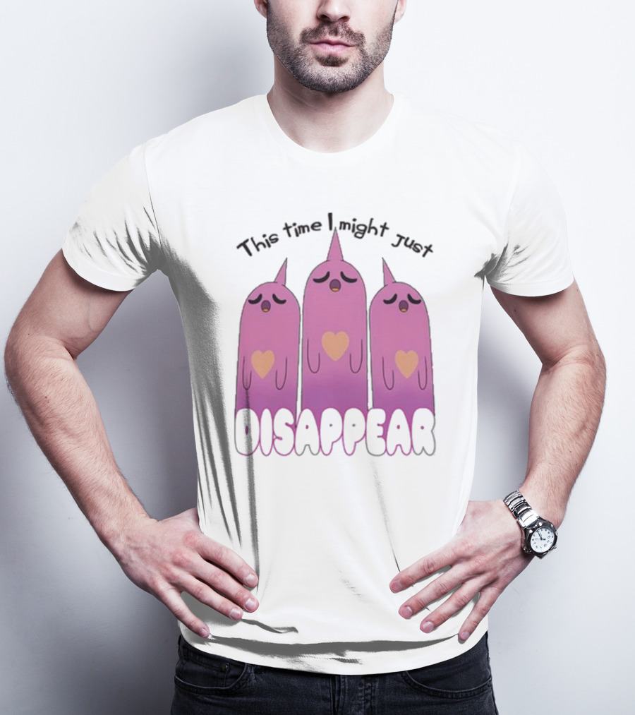 This Time I Might Just Disappear Pink Ghost Trio With Hearts T-Shirt