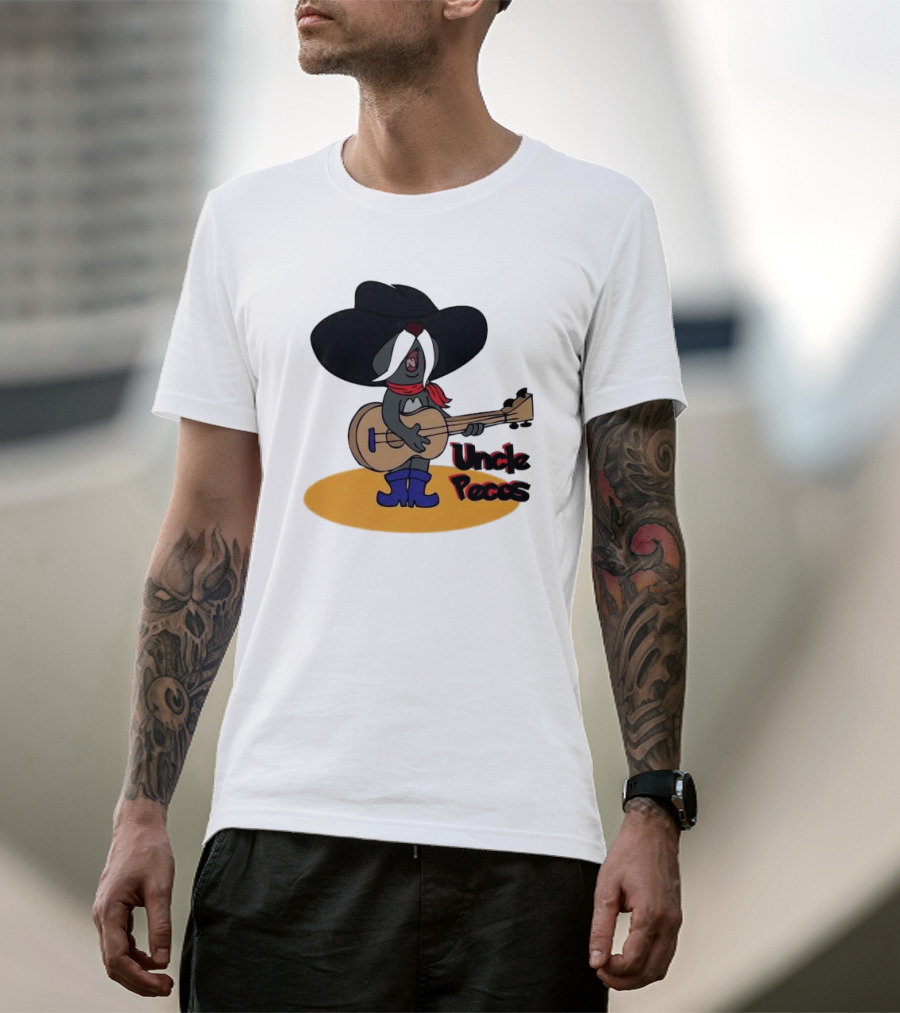 Tom And Jerry Uncle Pecos Playing Guitar With Big Black Hat And Red Scarf T-Shirt
