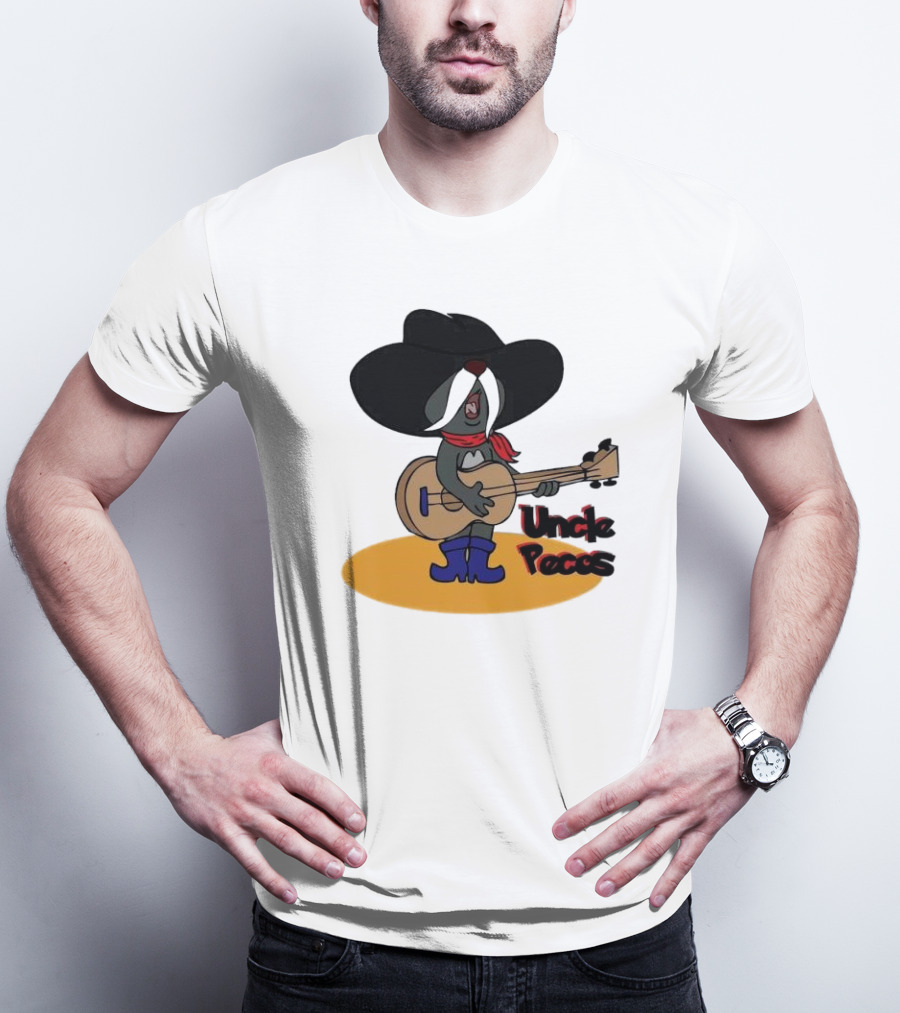 Tom And Jerry Uncle Pecos Playing Guitar With Big Black Hat And Red Scarf T-Shirt