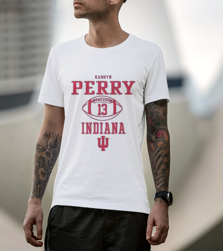 Kamryn Perry 13 Indiana Hoosiers Football Icon Dark Grey Rally T-Shirt