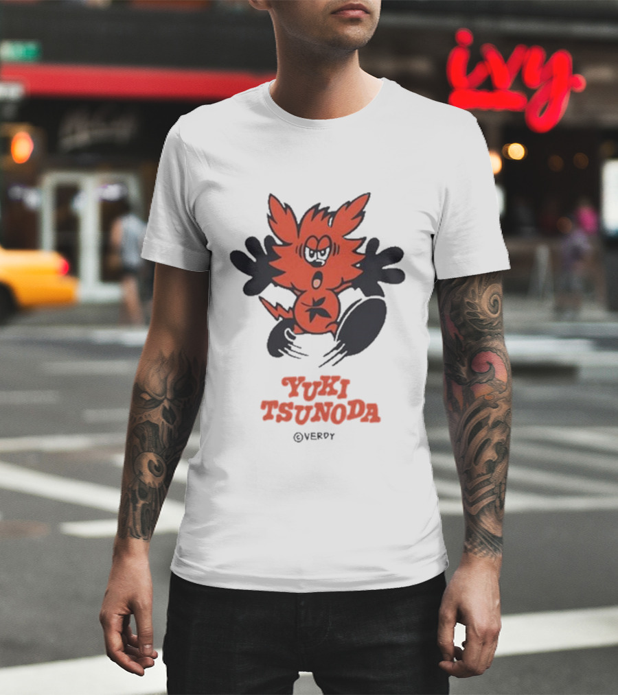 Yuki Tsunoda × Verdy Collaboration Black Tee With Red Cartoon Character T-Shirt