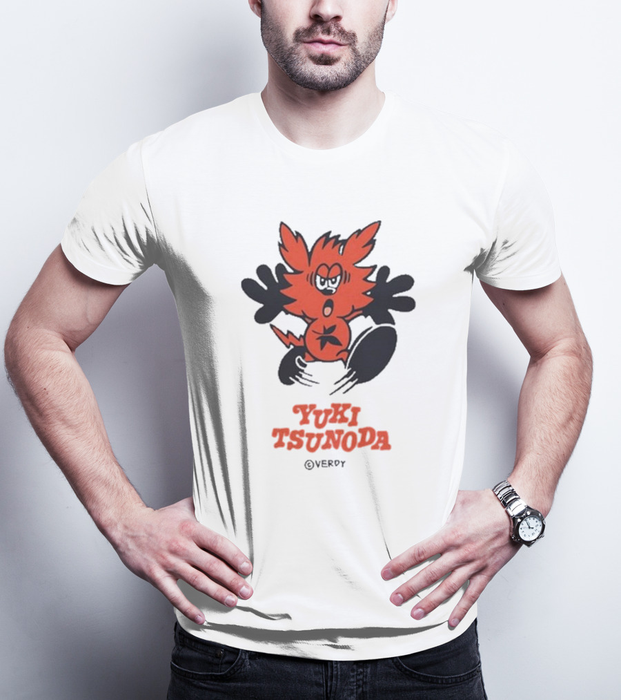 Yuki Tsunoda × Verdy Collaboration Black Tee With Red Cartoon Character T-Shirt