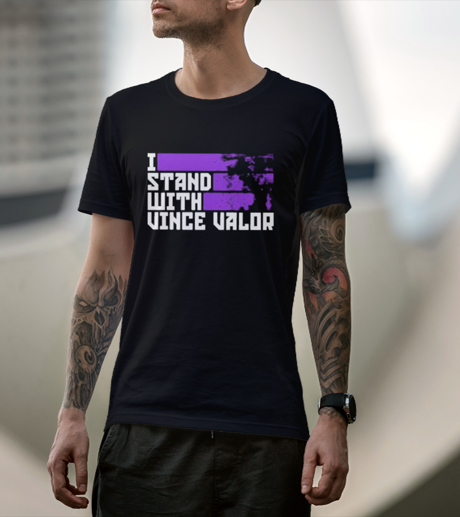 I Stand With Vince Valor Purple Distressed Flag T-Shirt
