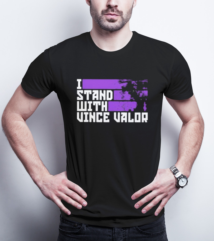 I Stand With Vince Valor Purple Distressed Flag T-Shirt