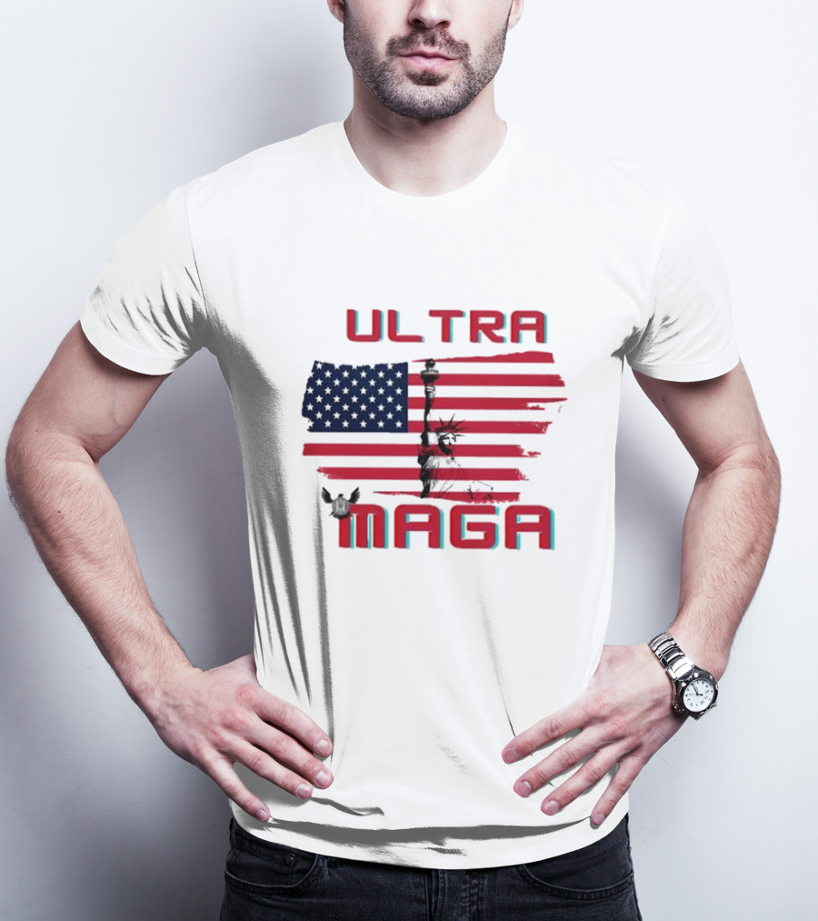 Ultra Maga American Flag With Statue Of Liberty And Eagle T-Shirt