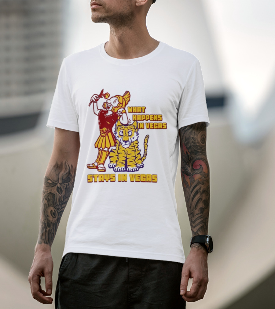 What Happens In Vegas Stays In Vegas Roman Gladiator Tiger T-Shirt