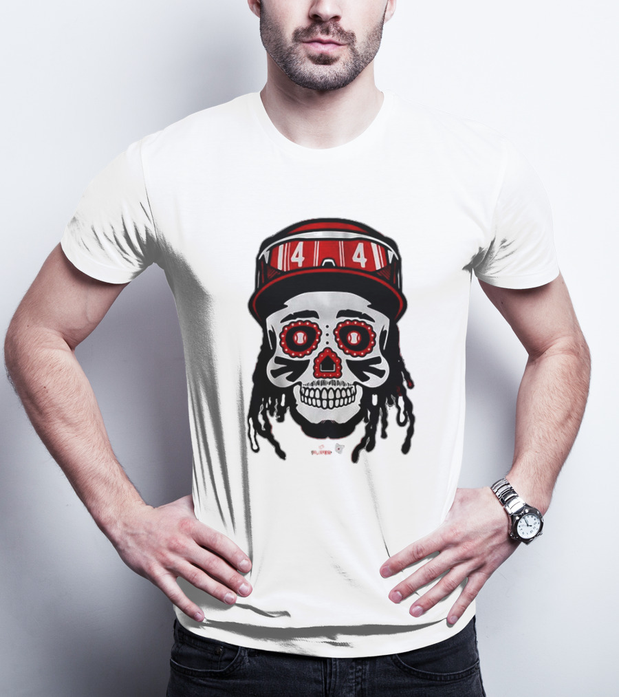 Elly De La Cruz Sugar Skull 44 Red Helmet T-Shirt