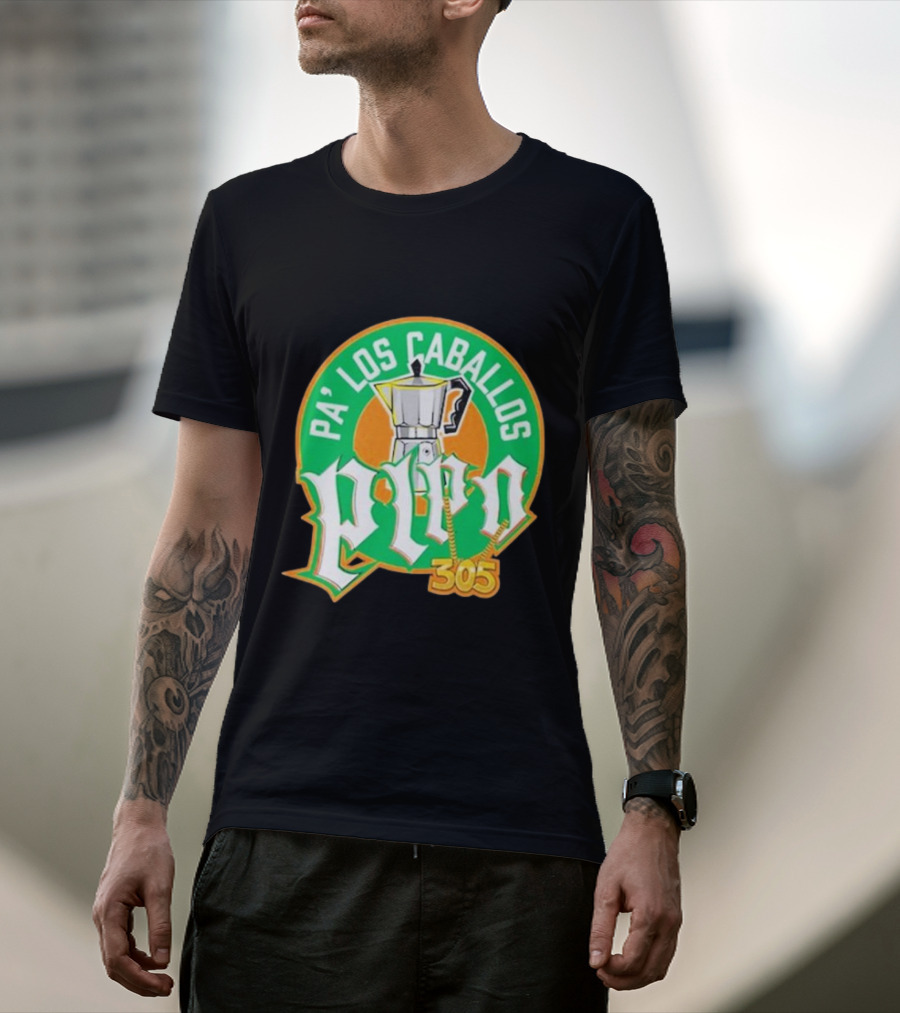 Lebatardaf Pipo Cafecito Pa’ Los Caballos 305 Moka Pot Logo Iconic Miami Culture T-Shirt
