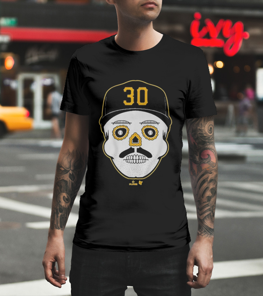 Paul Skenes Sugar Skull 30 Cap Black And Yellow T-Shirt