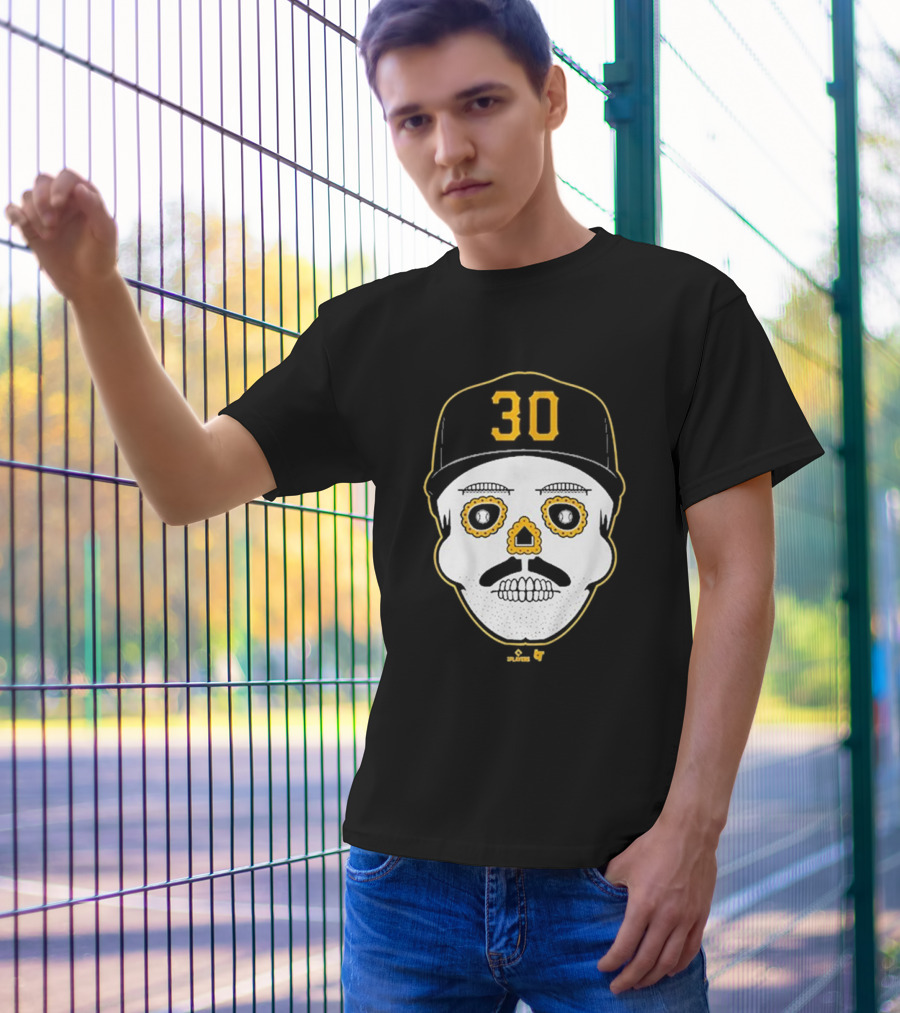 Paul Skenes Sugar Skull 30 Cap Black And Yellow T-Shirt