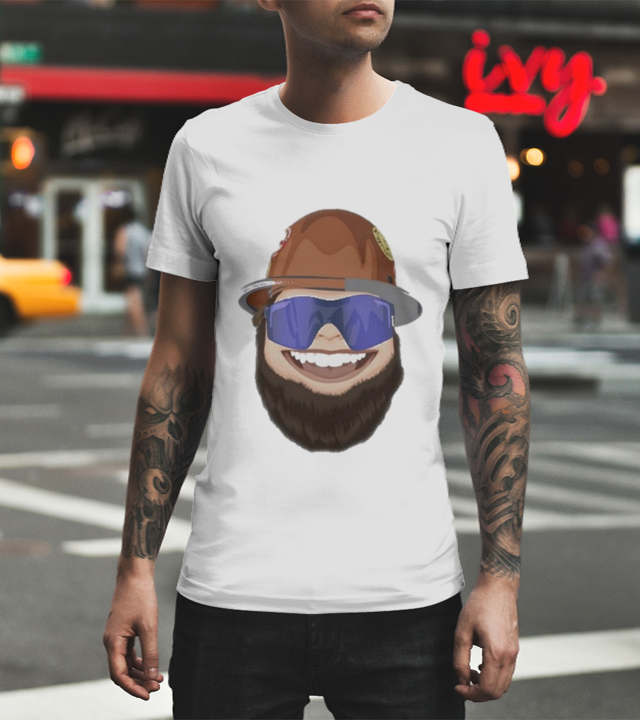Ricky And The Boss Bearded Smiling Face With Sunglasses And Hard Hat T-Shirt