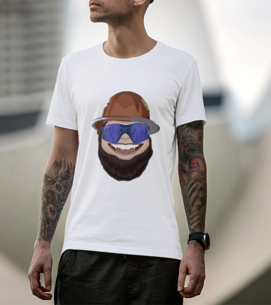 Ricky And The Boss Bearded Smiling Face With Sunglasses And Hard Hat T-Shirt