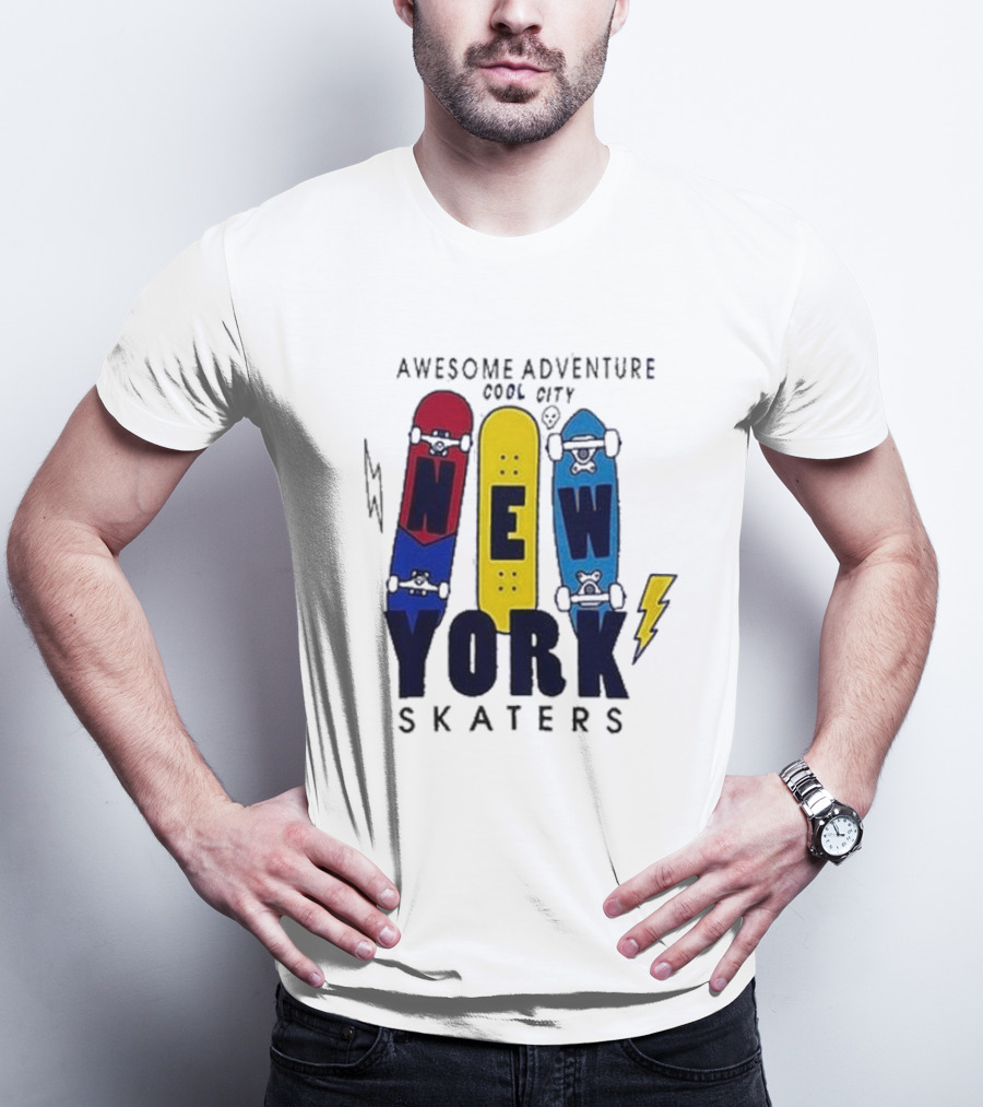 Awesome Adventure New York Skaters Cool City Lightning T-Shirt